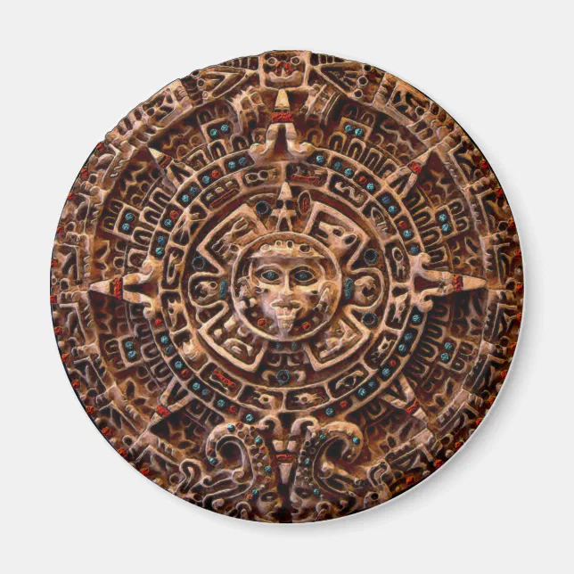 "AZTECA" Mayan Sun Calendar Magnet | Zazzle