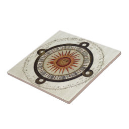 Aztecs Mexican Calendar Sundial Sun 1790 vintage Ceramic Tile | Zazzle