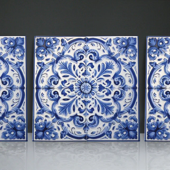 Azulejo Cerulean Portuguese Ornamental Mosaic Ceramic Tile | Zazzle