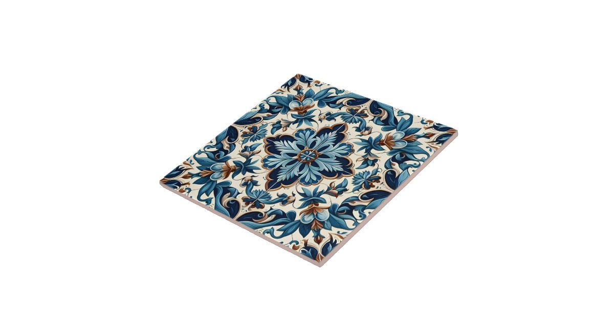 Azulejo Porcelain Blue Tile Mediterranean Pattern | Zazzle