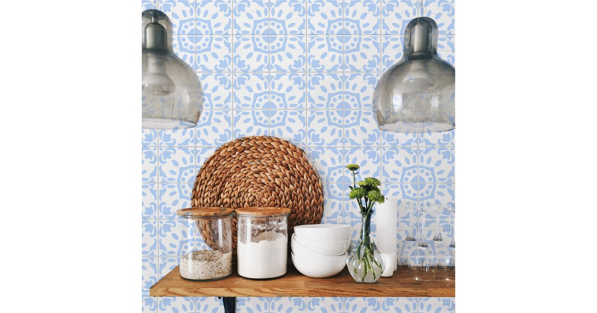 Azulejo Portuguese Mediterranean Modern Blue White Ceramic Tile | Zazzle