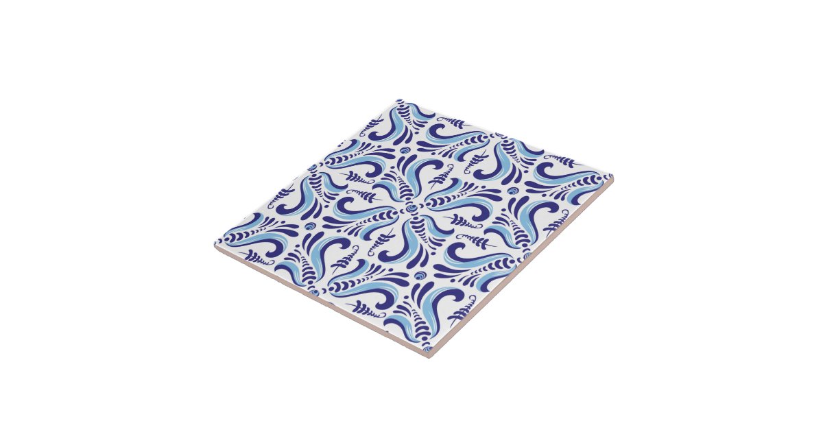 Azulejos Blue Floral Pattern Ceramic Tile | Zazzle