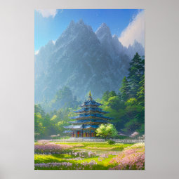 Azure Temple Haven Poster | Zazzle