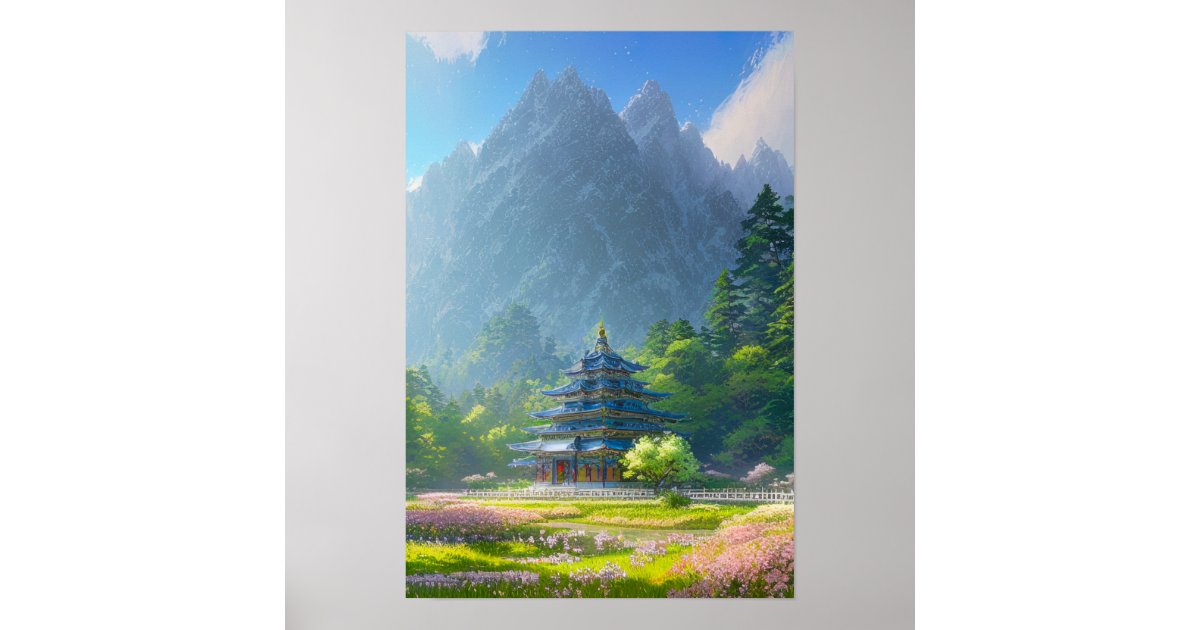 Azure Temple Haven Poster | Zazzle