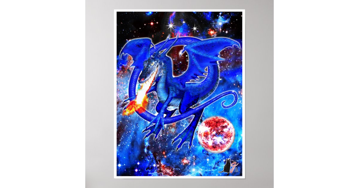 Azurite Cosmic Dragon Poster | Zazzle