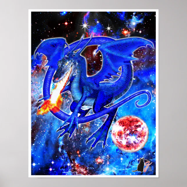 Azurite Cosmic Dragon Poster | Zazzle