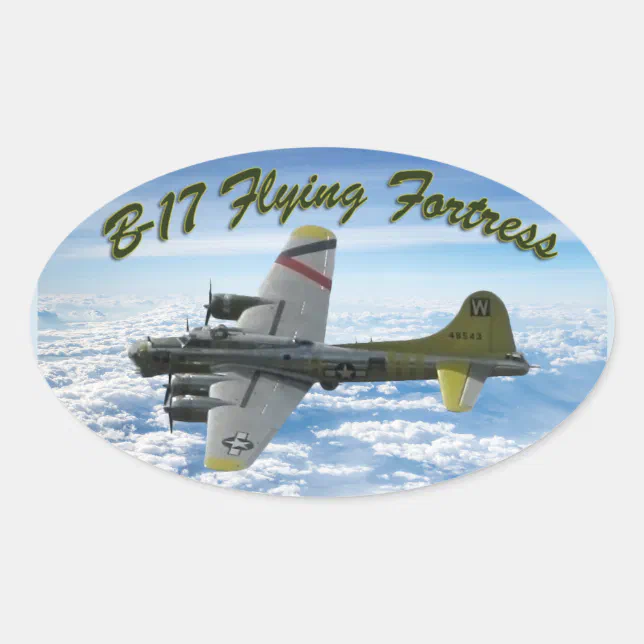 B17 Flying Fortress WWII Bomber Airplane Oval Sticker | Zazzle