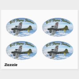 B17 Flying Fortress WWII Bomber Airplane Oval Sticker | Zazzle