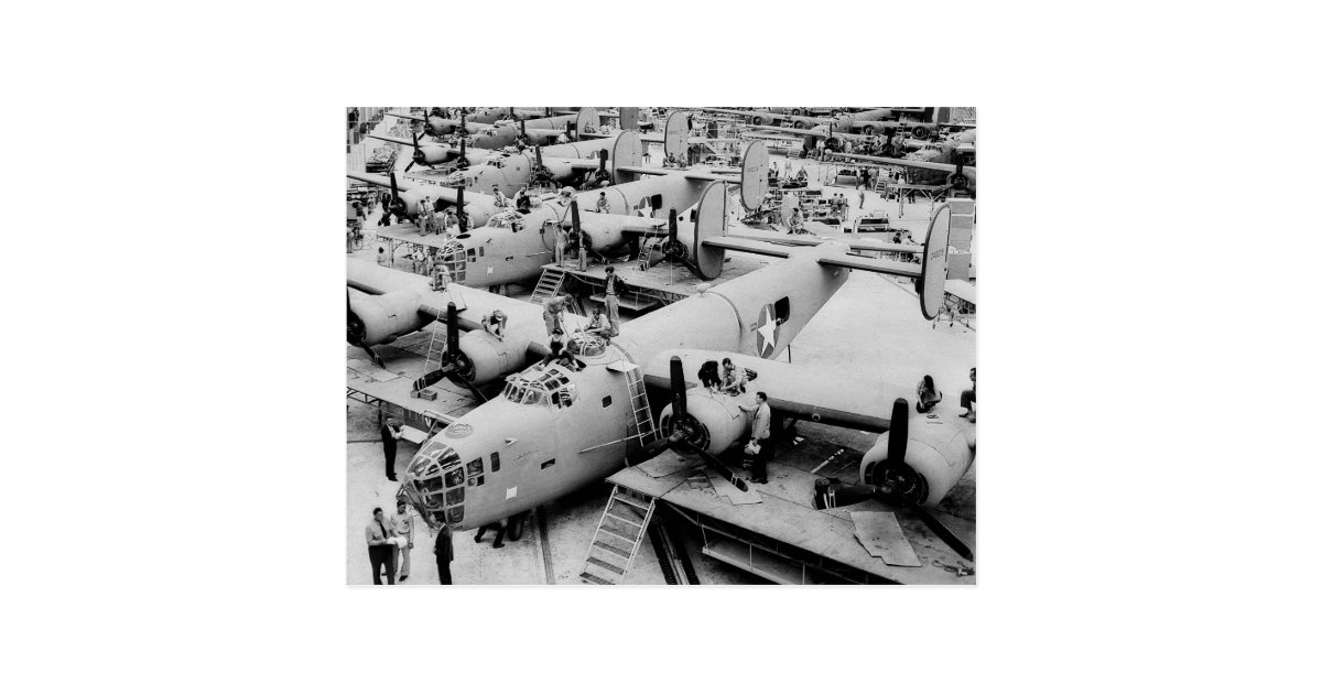 B-24 Bomber Assembly Line, 1943 Postcard | Zazzle.com