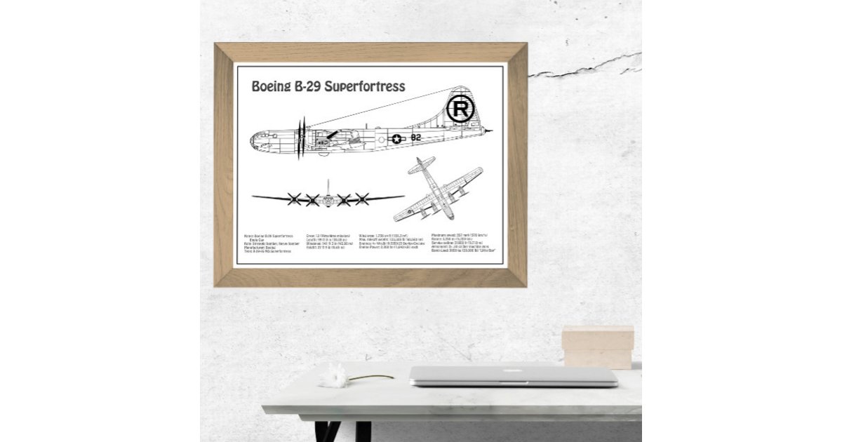 B-29 Superfortress - Airplane Blueprint Plans BD Photo Print | Zazzle
