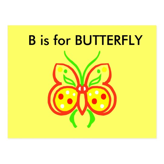 "B" is for Butterfly Alphabet Flashcard Postcard | Zazzle.com