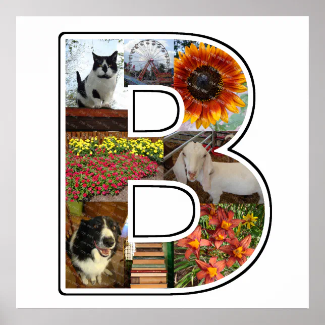 B Monogram Create Your Own 8 Custom Photo Collage Poster | Zazzle