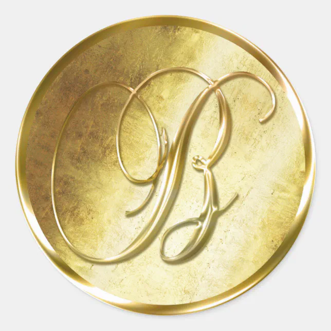 B Monogram Faux Gold Envelope Seal Stickers | Zazzle