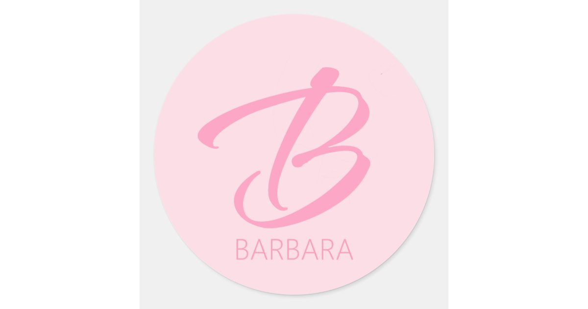 B Monogram Personalized Pink Classic Round Sticker | Zazzle
