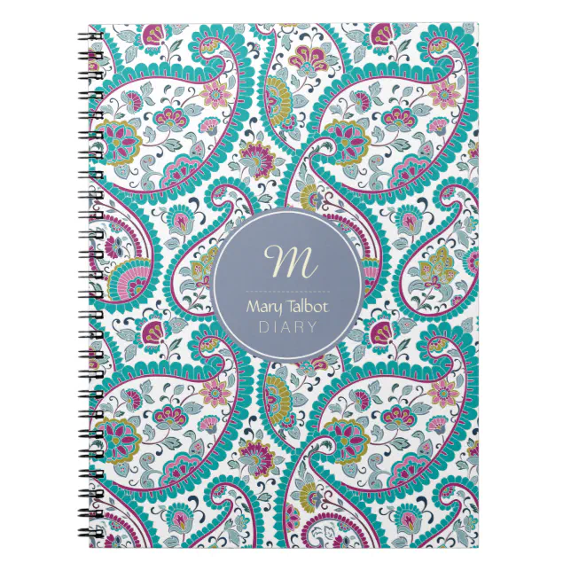B Persian Boteh Paisley Pattern Monogram Diary N Notebook | Zazzle