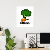 B-Rock-Oli Funny Rocker Broccoli Pun Poster | Zazzle