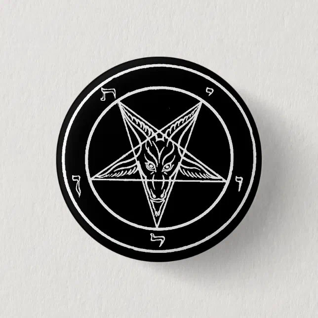 B/W Baphomet Pentagram Sigil 1.25" pin back button | Zazzle