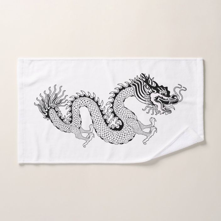 B&W Chinese Style Dragon Hand Towel | Zazzle.com
