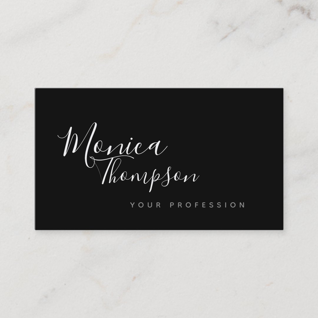 b/w handwritten cursive font style feminine business card | Zazzle