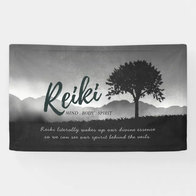 B&W Reiki Master Yoga Mediation instructor Quotes Banner | Zazzle