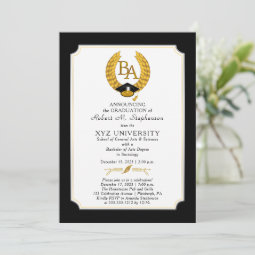 BA - Bachelor of Arts Degree College Graduation Invitation | Zazzle