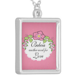 Babcia Love Grandparent Necklace Floral Frame | Zazzle