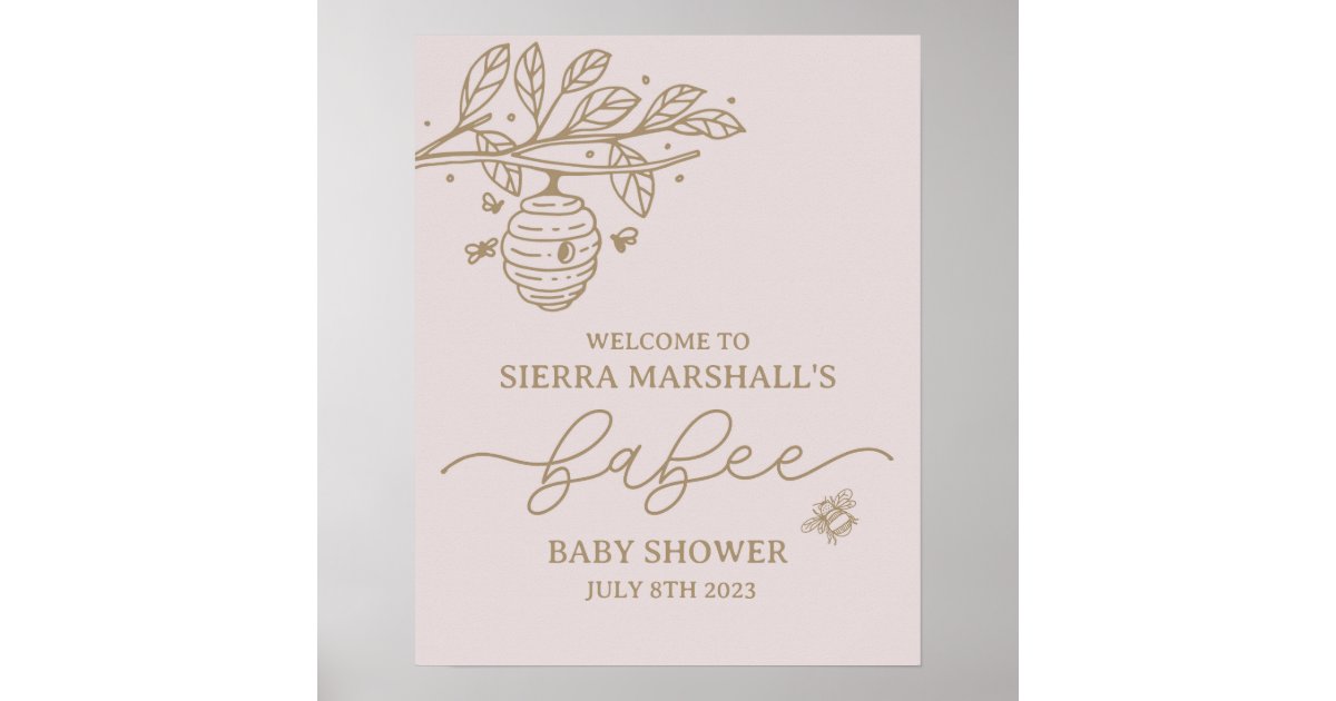 Babee, Bee Invitation, Bee theme Baby Shower, Baby Poster | Zazzle
