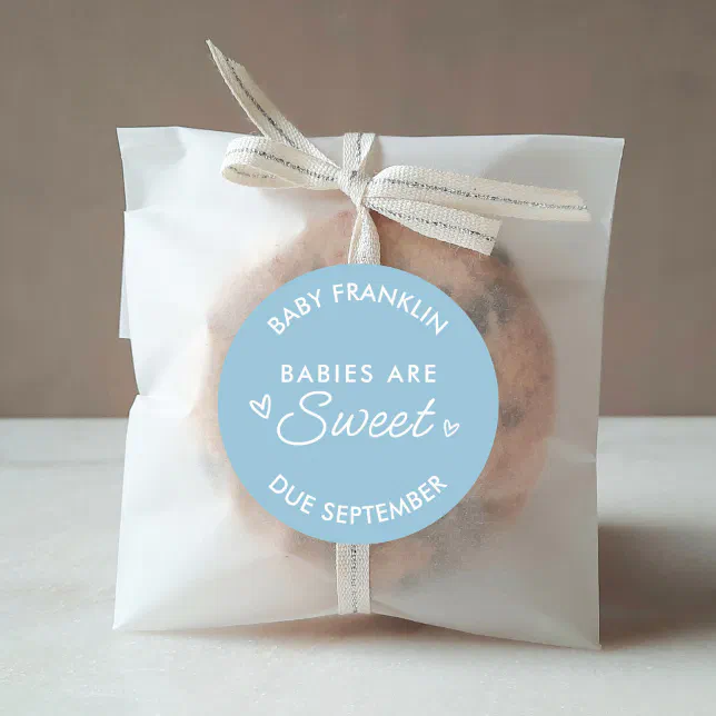Babies are sweet Baby shower Party favor Classic Round Sticker | Zazzle