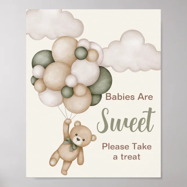 Babies are Sweet Teddy Bear Boy balloons baby show Poster | Zazzle
