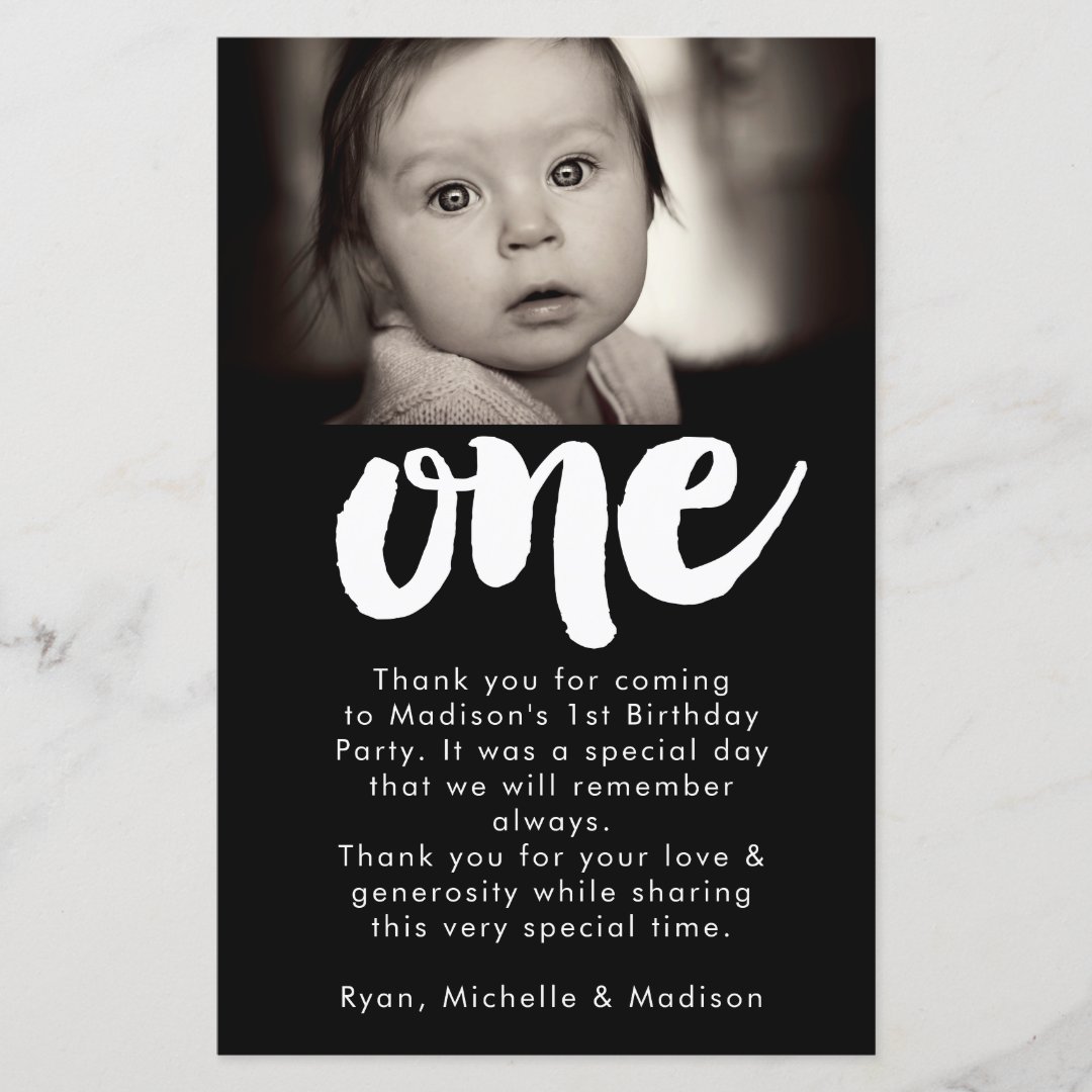 Babies Baby 1st Birthday Thank You Photo Card | Zazzle