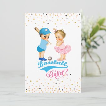 Babies Baseball Or Ballet Gender Reveal Invitation | Zazzle