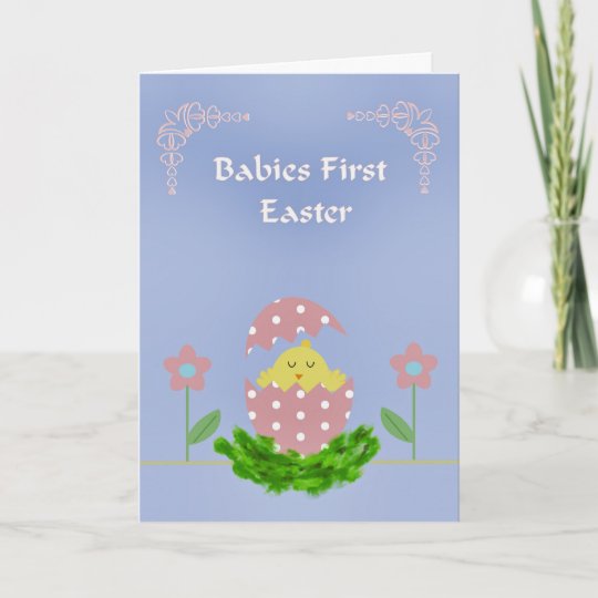 Babies First Easter Card with Baby Chick & Egg | Zazzle.com