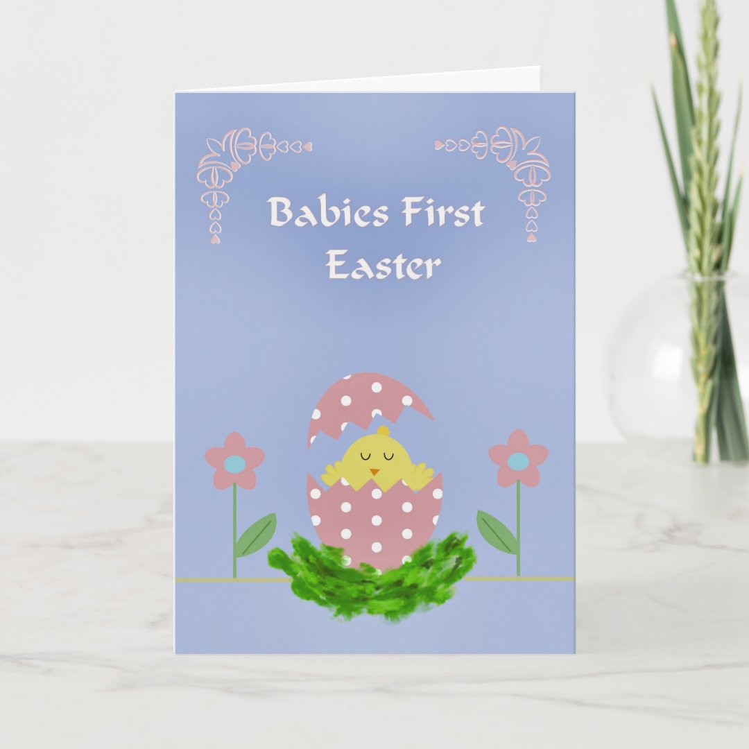 Babies First Easter Card with Baby Chick & Egg | Zazzle
