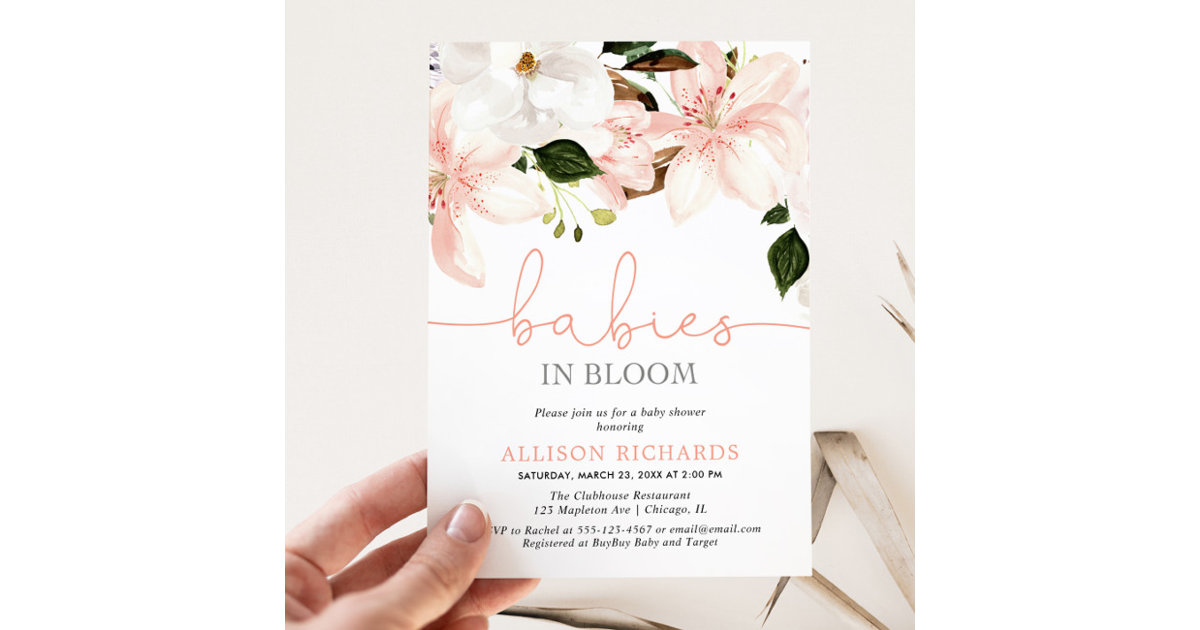 Babies in Bloom lilies twin girls baby shower Invitation | Zazzle