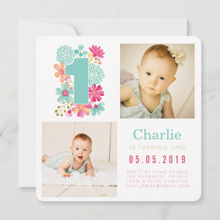 Babies Number 1 1st Birthday Photo Cards | Zazzle