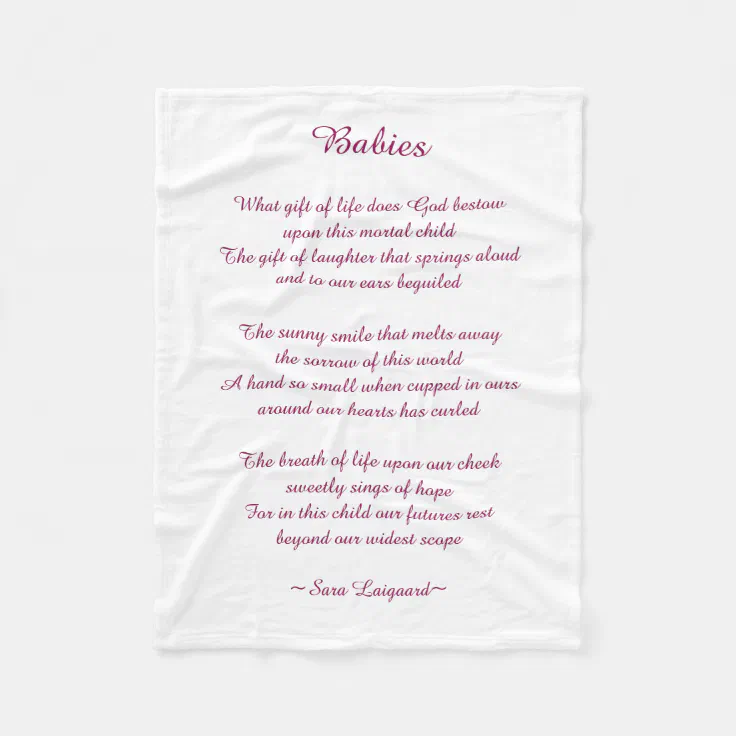 Babies poem fleece blanket | Zazzle
