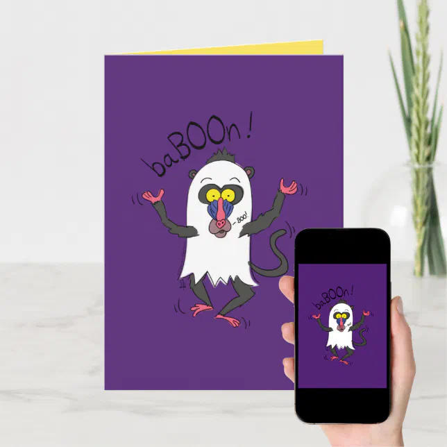 BaBOOn - Funny Halloween Monkey Greeting Card | Zazzle