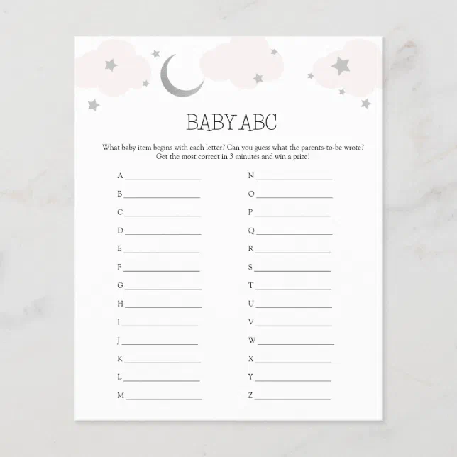 Baby ABC Baby Shower Game | Zazzle