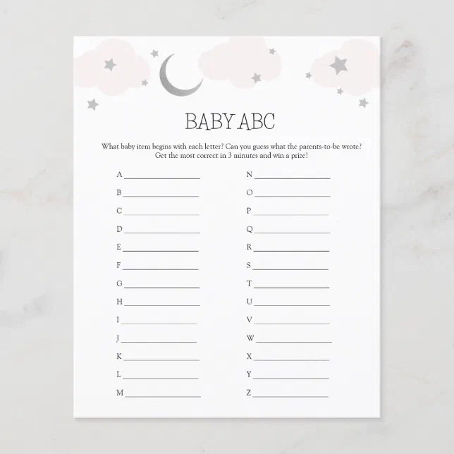 Baby ABC Baby Shower Game | Zazzle
