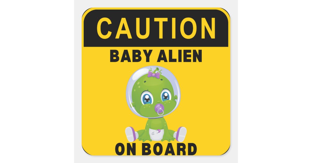 Baby Alien Square Sticker | Zazzle