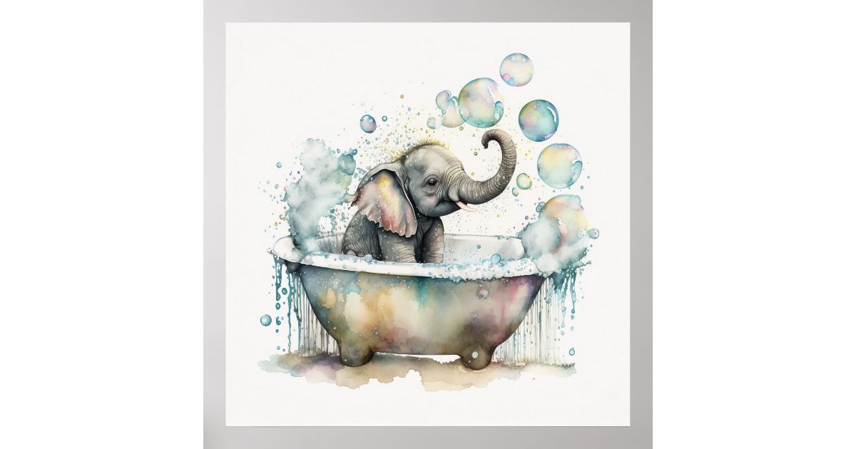 Baby Animal for Nursery, Cute Elephant poster | Zazzle