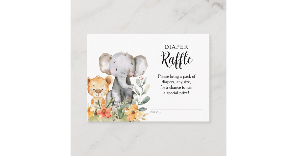 Baby Animal Jungle Safari Diaper Raffle Enclosure Card | Zazzle