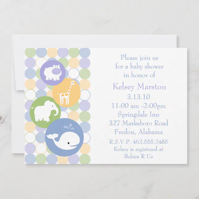 Baby Animals Baby Shower Invitation | Zazzle