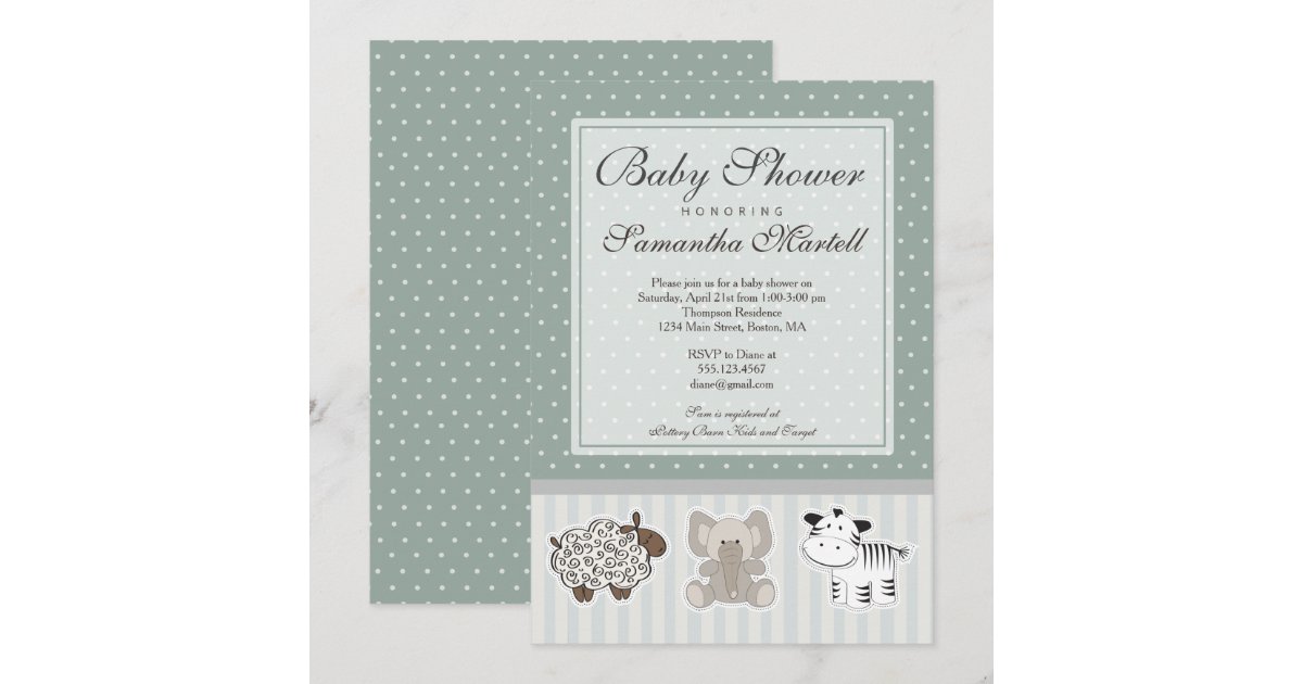 Baby Animals for Baby Shower Invitation | Zazzle