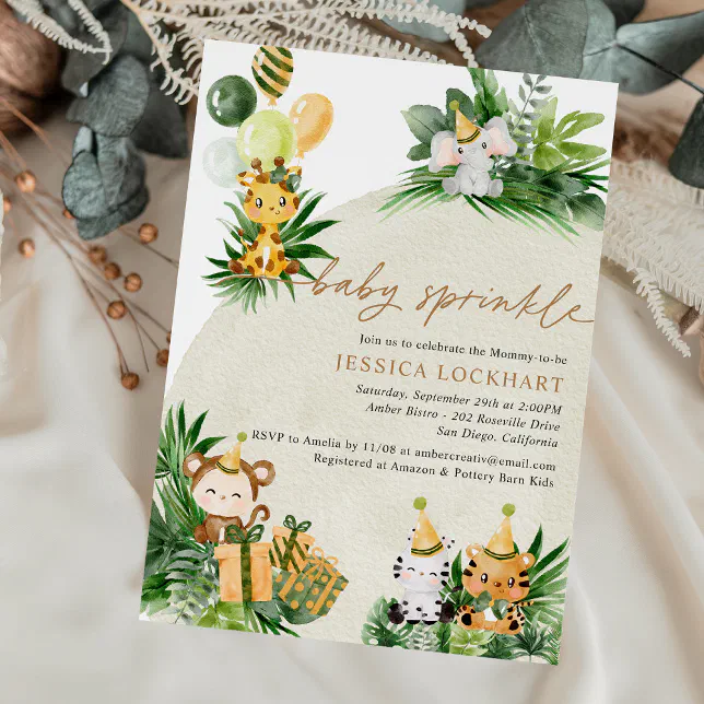 Baby Animals Fun Jungle Safari Party Baby Sprinkle Invitation | Zazzle