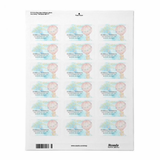Baby Animals Hot Air Balloon Baby Shower Label | Zazzle