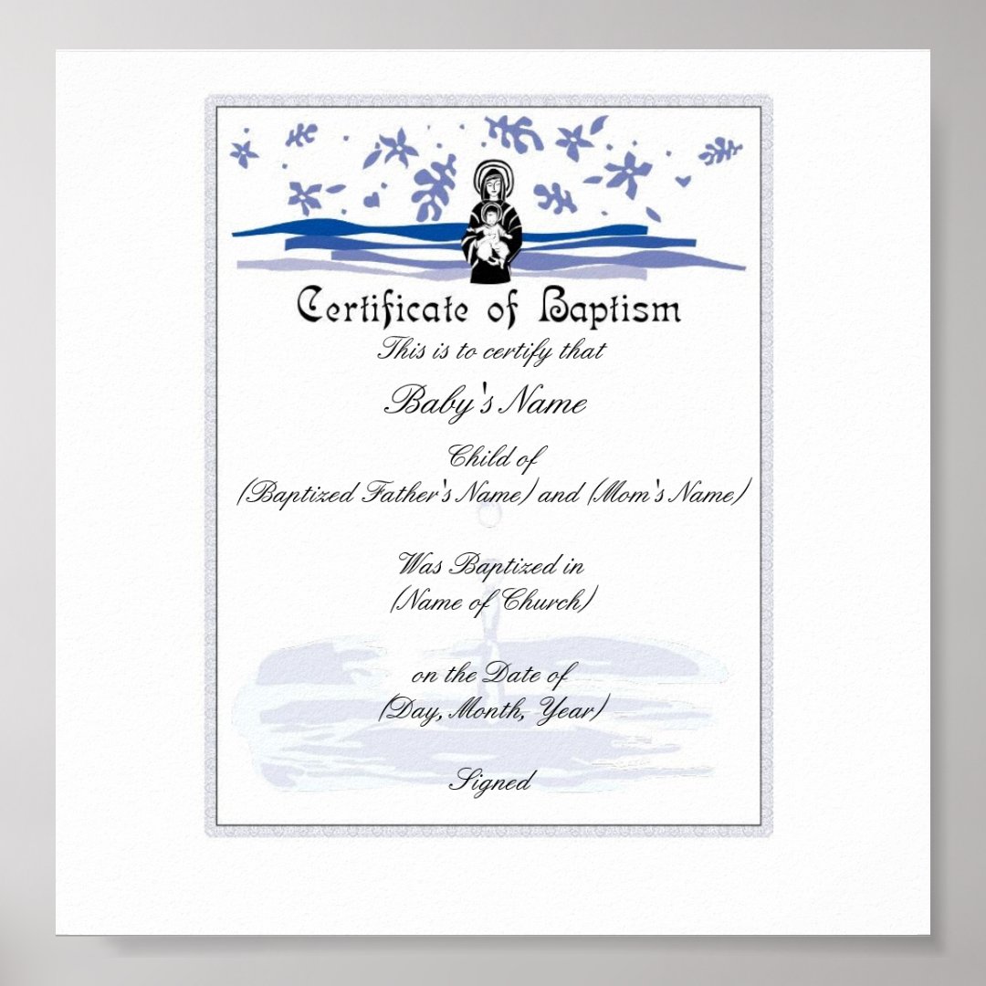 Baby Baptism Certificate -Boy Poster | Zazzle