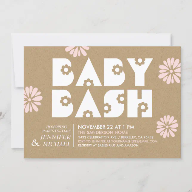 Baby Bash | Baby Shower Invitations Kraft Paper v2 | Zazzle