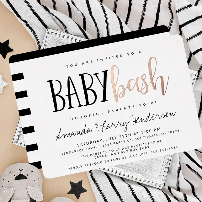 Baby Bash Couples Baby Shower Foil Invitation | Zazzle