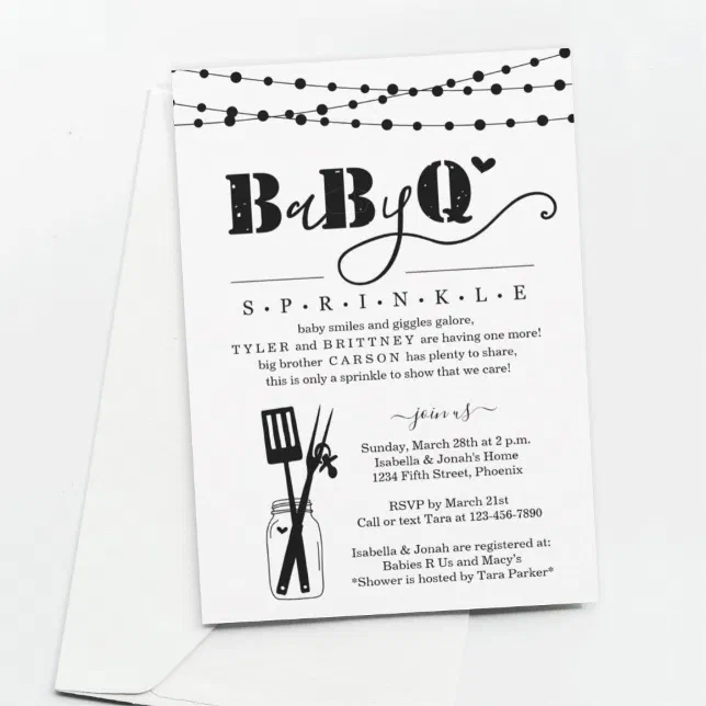Baby BBQ - Baby Sprinkle Baby Q BaByQ Barbeque Invitation | Zazzle